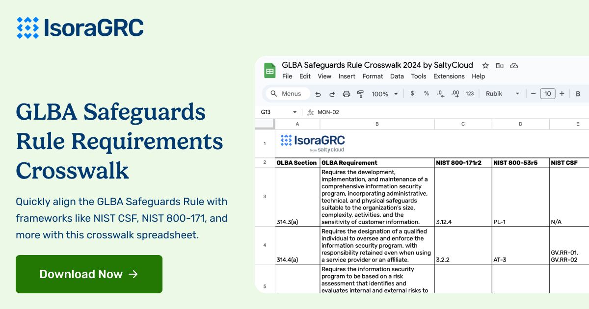 GLBA Safeguards Rule Requirements Crosswalk | Isora GRC